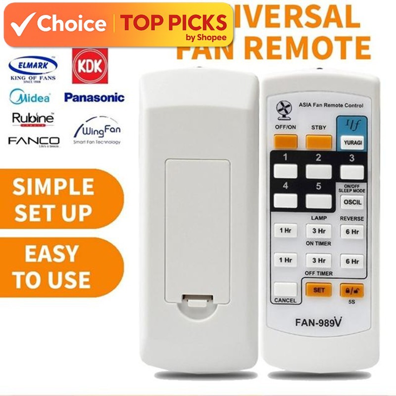 Universal Fan Remote Control - Wall & Ceiling Fan (Model RMF989 ...