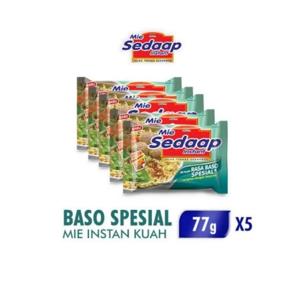 Mie Sedaap Baso Spesial Mi instan Kuah(1Pack 5 X 77g) | Shopee Malaysia