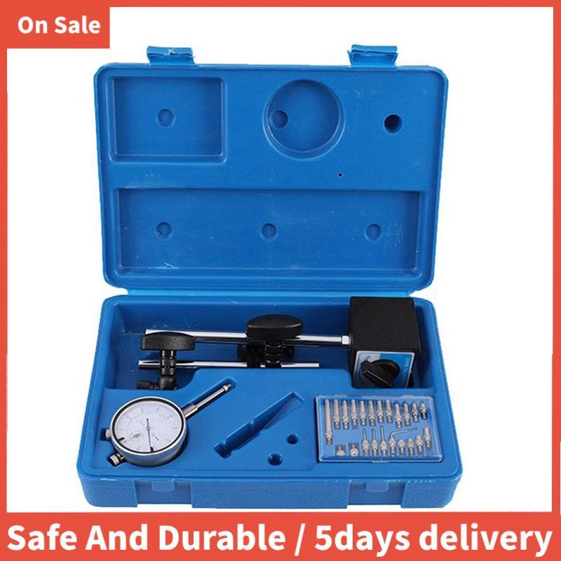 Dial Indicator with Magnetic Base Holder Fine Adjustable Long Arm 0-1 ...