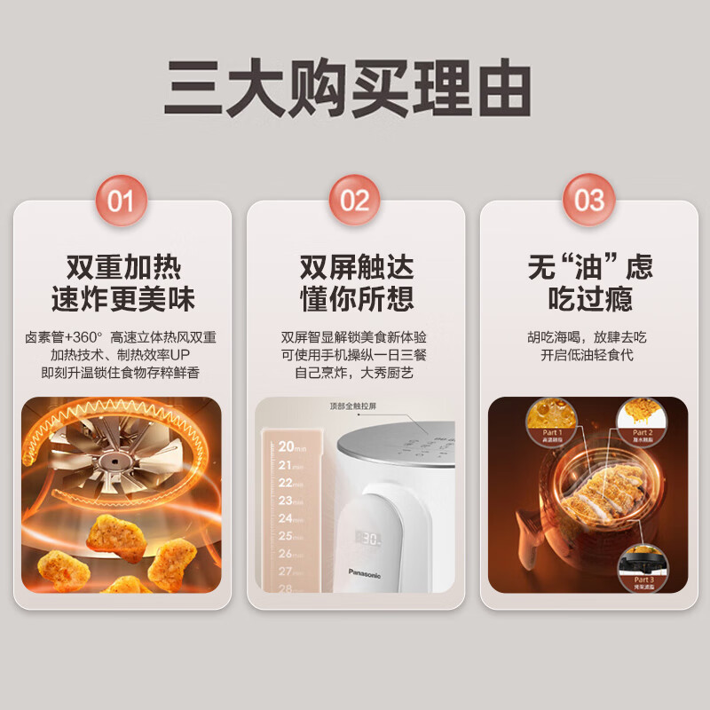 Panasonic Multifunctional No Need to Flip Healthy Low-Fat Dual-Screen ...