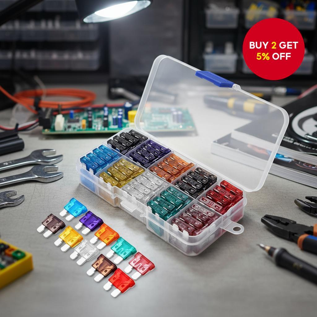 50Pcs Car Fuse Assortment Pack - Standard Blade Replacement Fuses (2A ...