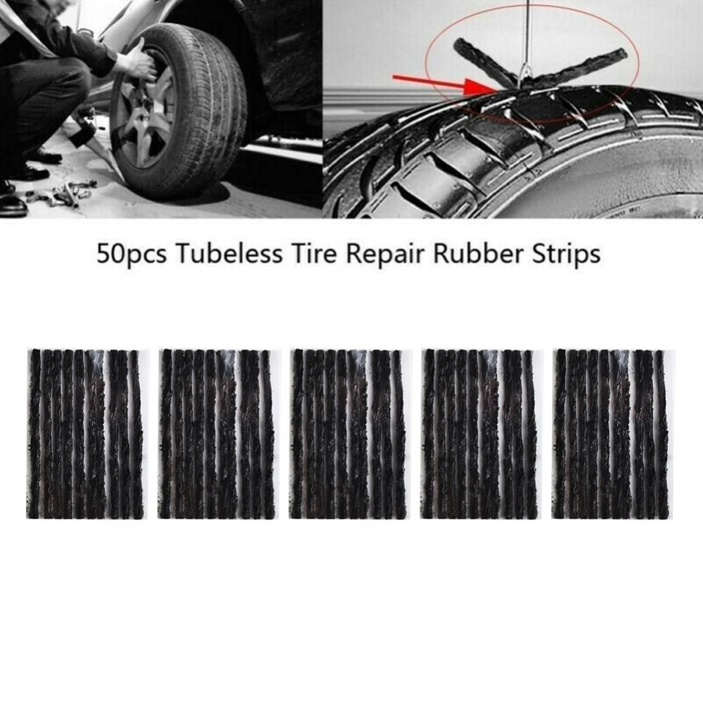 50pcs Car Tyre Repair Seal Strip Tubeless Tires Rubber Black No Need ...