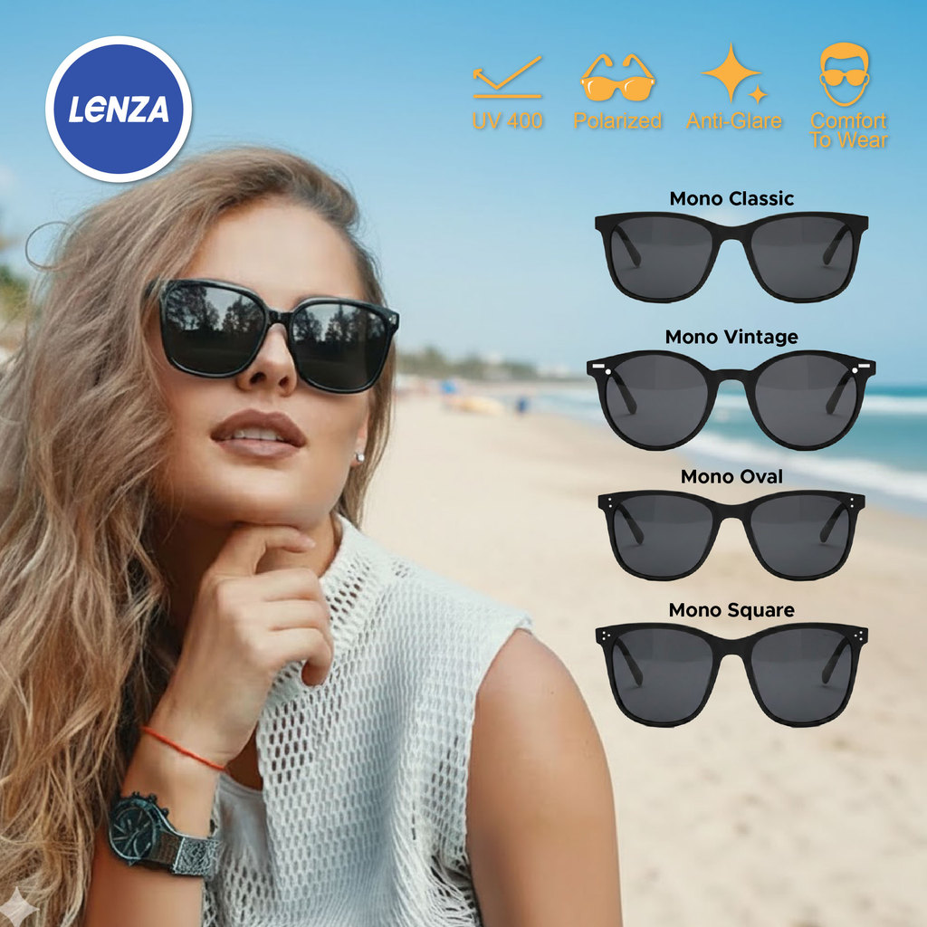 Lenza Monochrome Polarized Sunglasses Black Women or Men UV400 ...