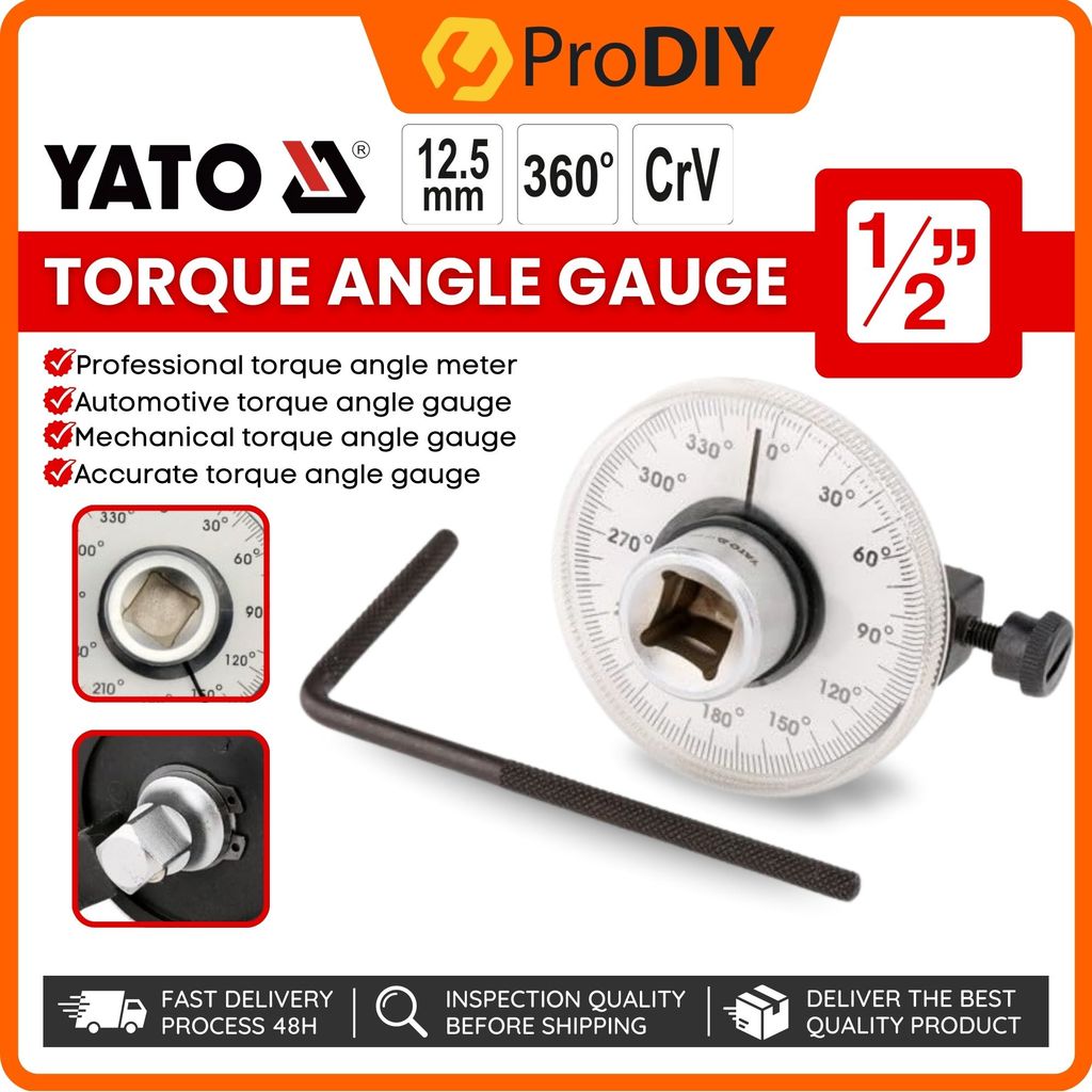YATO Torque Angle Gauge 1/2 Inch 360 Degree Adjustable Drive Angle Tool ...