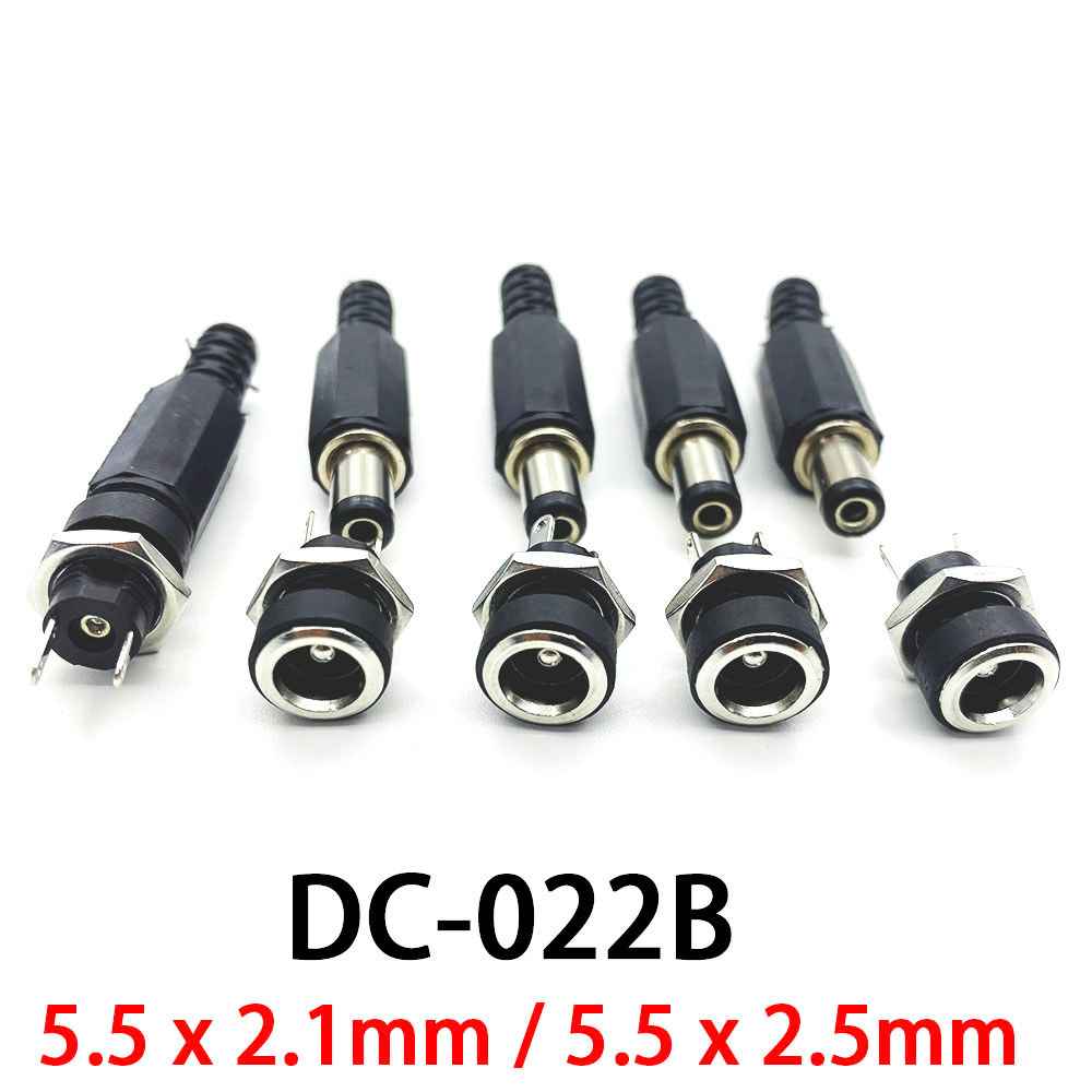 5Pair 5.5x2.1/2.5mm DC Power Connector 3A 12V 9mm DC Male Plug+DC022B ...