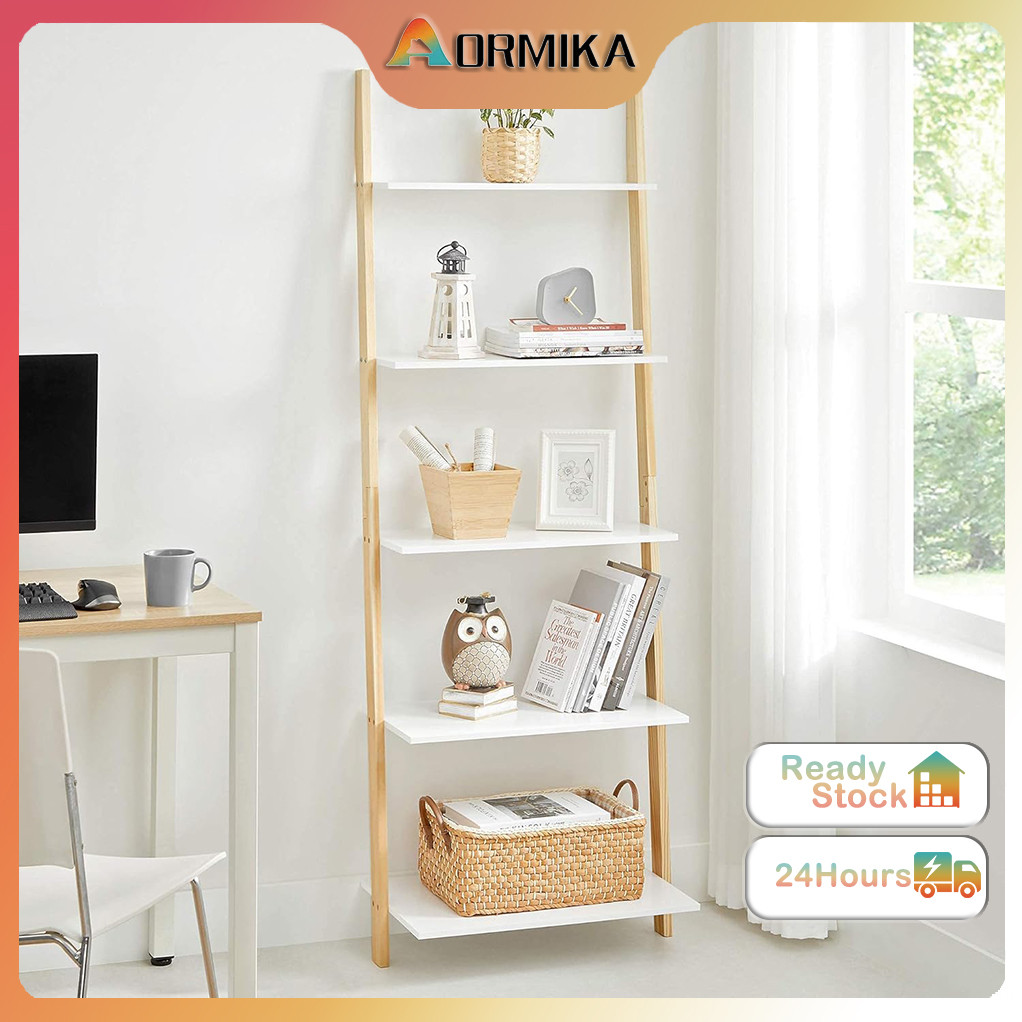 Trapezoidal shelf, five-tier bookcase, wall-mounted for living room ...