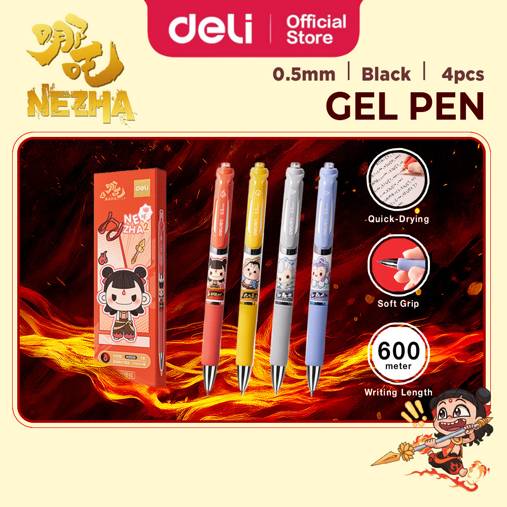 Deli Nezha Gel Pen Black Ink 0.5mm ST Ultra Smooth Writing Cute School ...