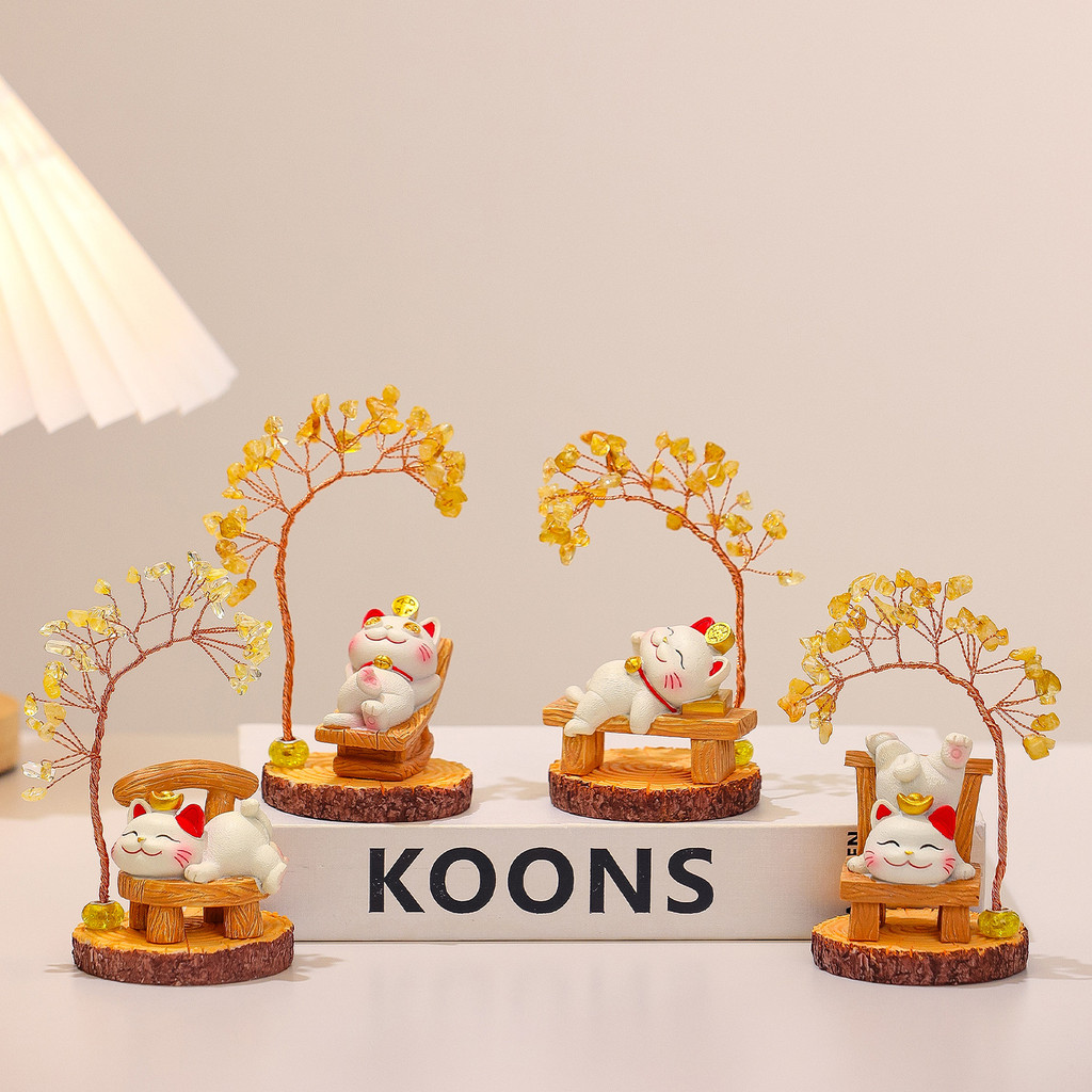 Original Golden Brick Lying Win Lucky Cat Citrine Money-waving Tree ...