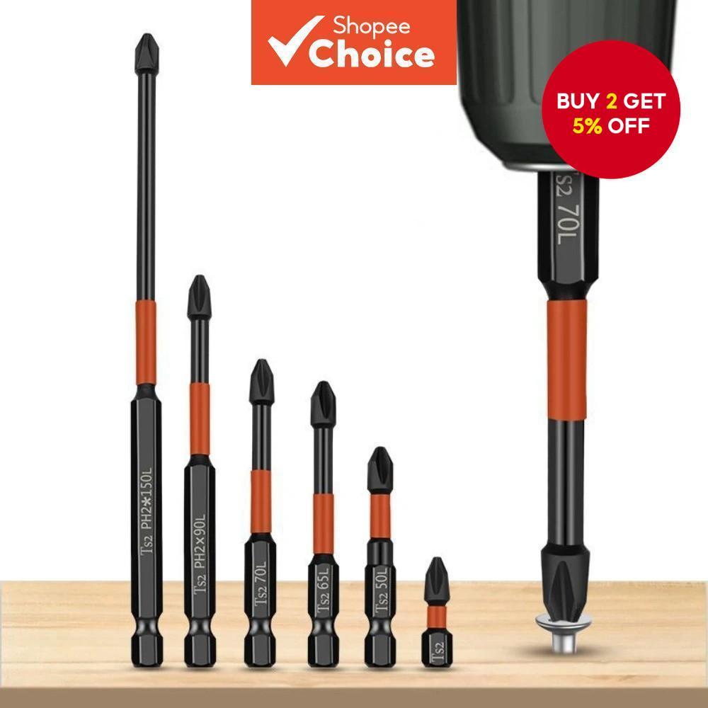 PH2 Magnetic Cross Bit Set 6PCS Phillips Impact Screwdriver Bits Hand ...