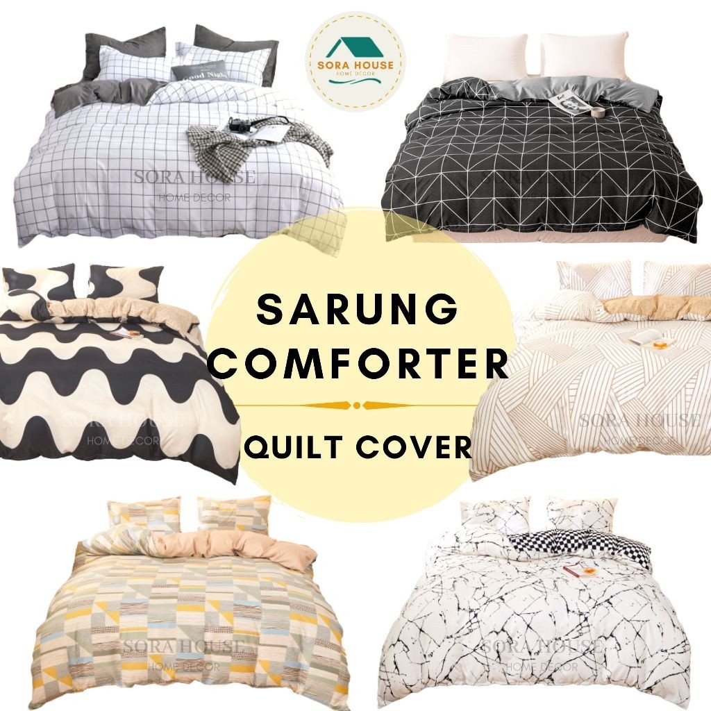 SORA HOTEL QUILT Cover ONLY Sarung Comforter SAHAJA Cotton Quality ...