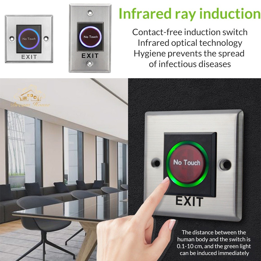 No Touch Contactless Door / Exit Switch Release Exit Button with LED ...