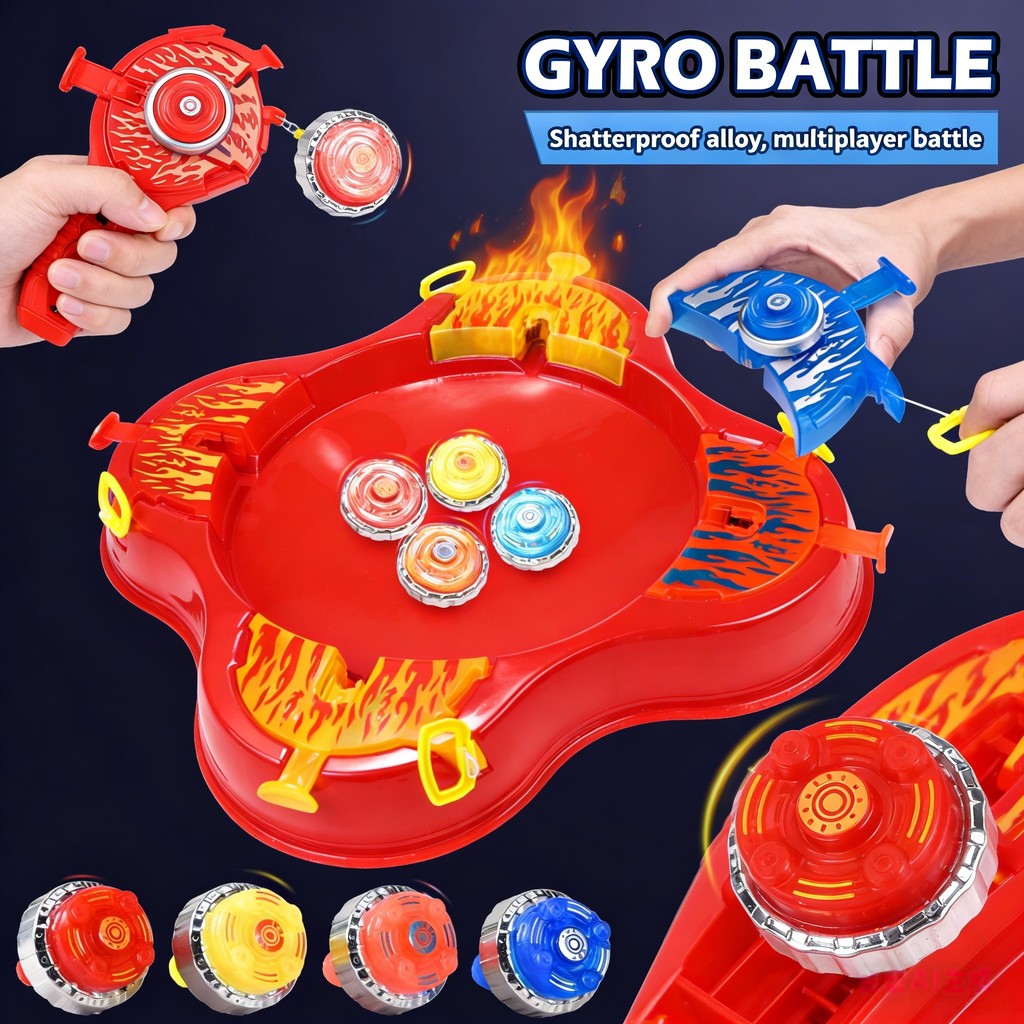 4PCS Battle Gyro Spinner with Hand-pulled Launcher Stadium Top Fight ...