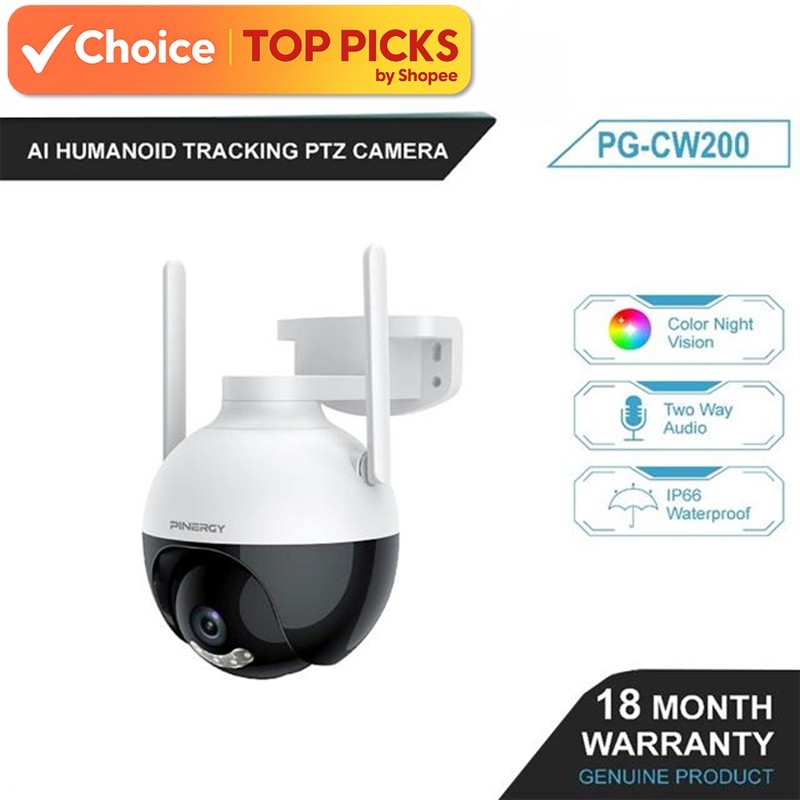 PINERGY CW200 CCTV WiFi Camera – 1080P PTZ, Night Vision, Two-Way Audio ...