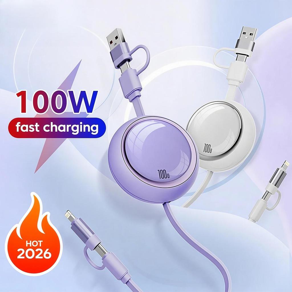 Yisen Retractable 100W Cable USB Type C Fast Charger Cables For iPhone ...