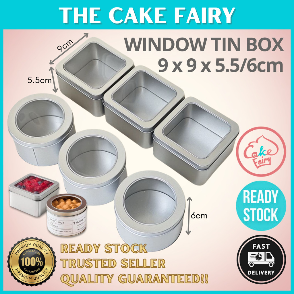 Metal Tin Box with Window Lid Cookie Box Mousse Cake Tiramisu Box Door ...