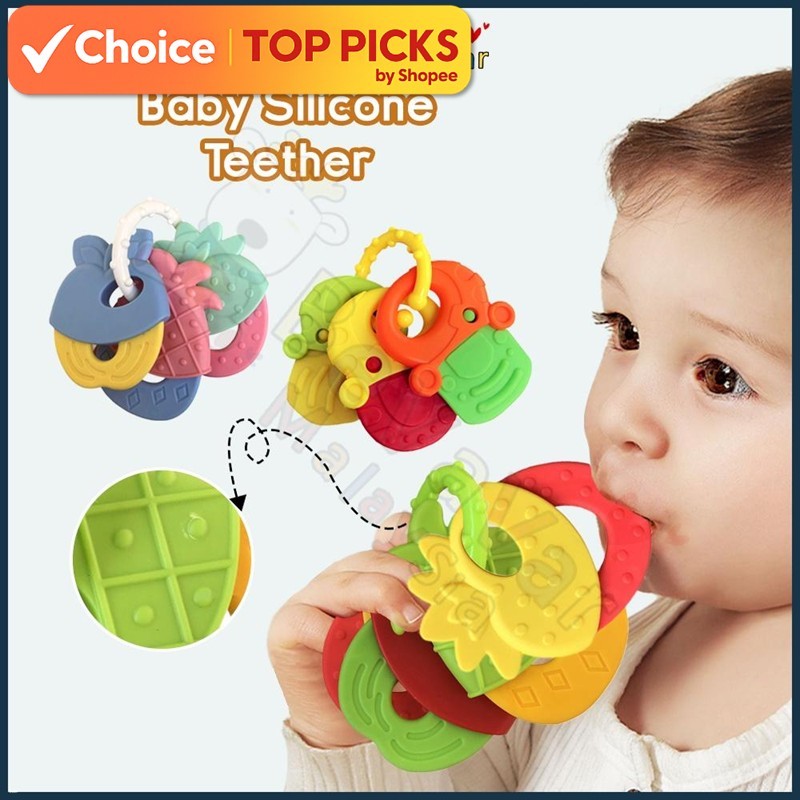 [Shopee Choice] 3pc Set Baby Teether Baby Fruits Design Silicone ...
