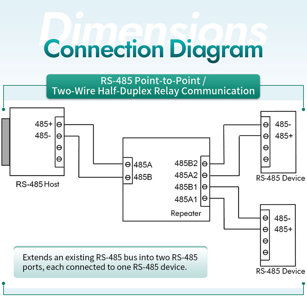 DIYMORE DC 9-40V RS485 Opto-Isolated Repeater Industrial-Grade 485 Hub ...