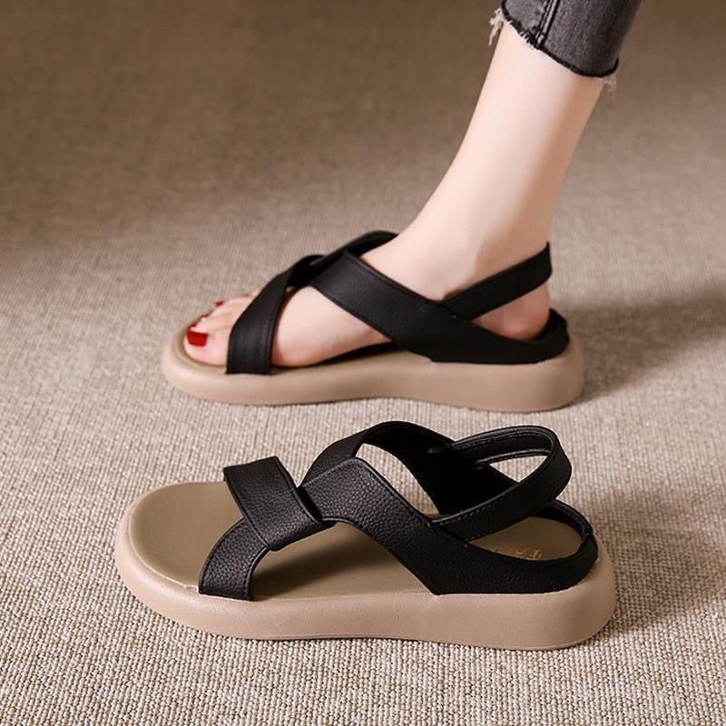 Women's Sandals Roman Design Soft Sole Flat Beach Travel [Ready Stock ...