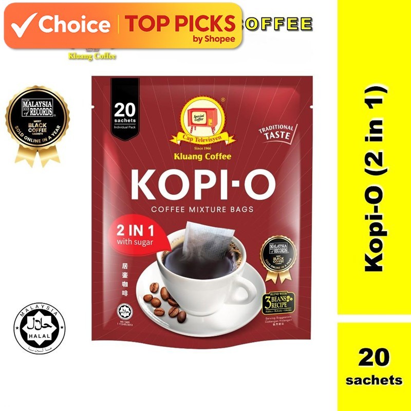 Kluang Coffee Cap Televisyen 2in1 Kopi O – (1 Pack x 20 Sachets ...