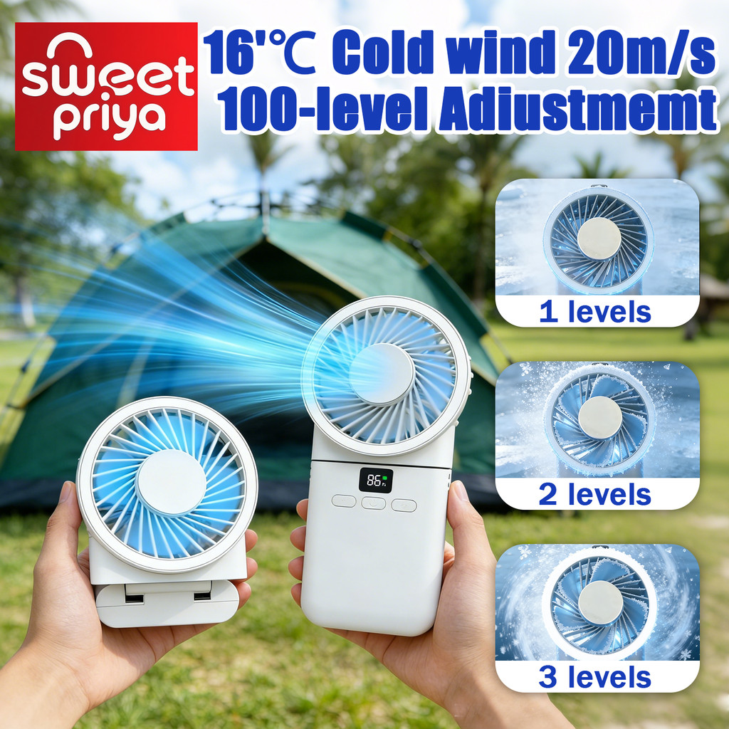 Outdoor Ice Cold Handheld Fan Foldable Rechargeable Strong Wind for ...