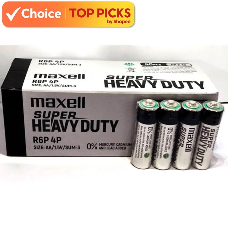 Maxell Super Heavy Duty AA AAA 1.5V Battery 4pcs Shrink Pack [R6P(SP)4P ...