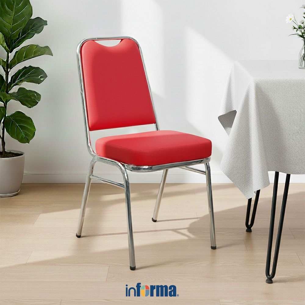 MERAH Informa Lion Banquet Fabric Chair - Red Multipurpose Chair Cafe ...