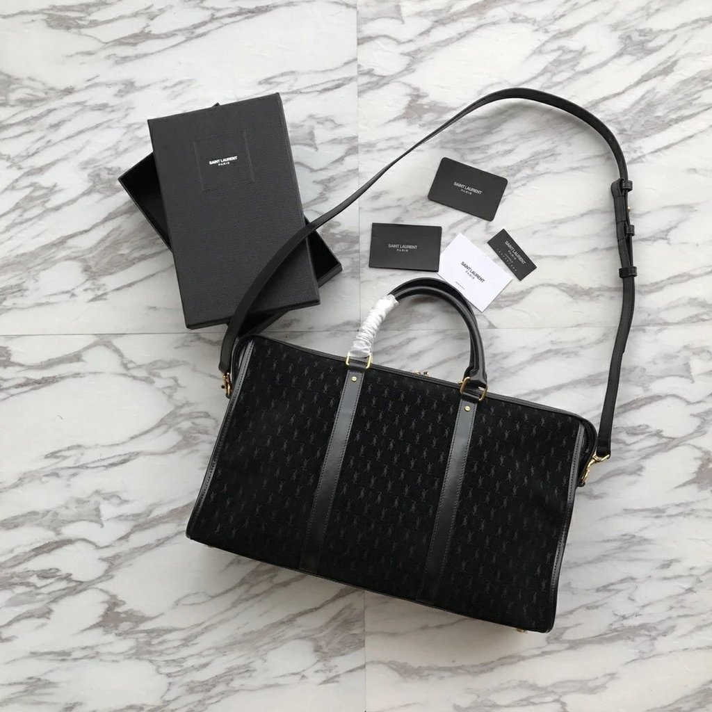 Ysl Saint Laurent Autumn Winter New Style Black Suede Duffel Bag ...