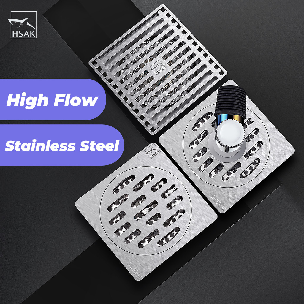 HSAK Stainless Steel Bathroom Floor Trap Anti Smell Anti Cockroach ...