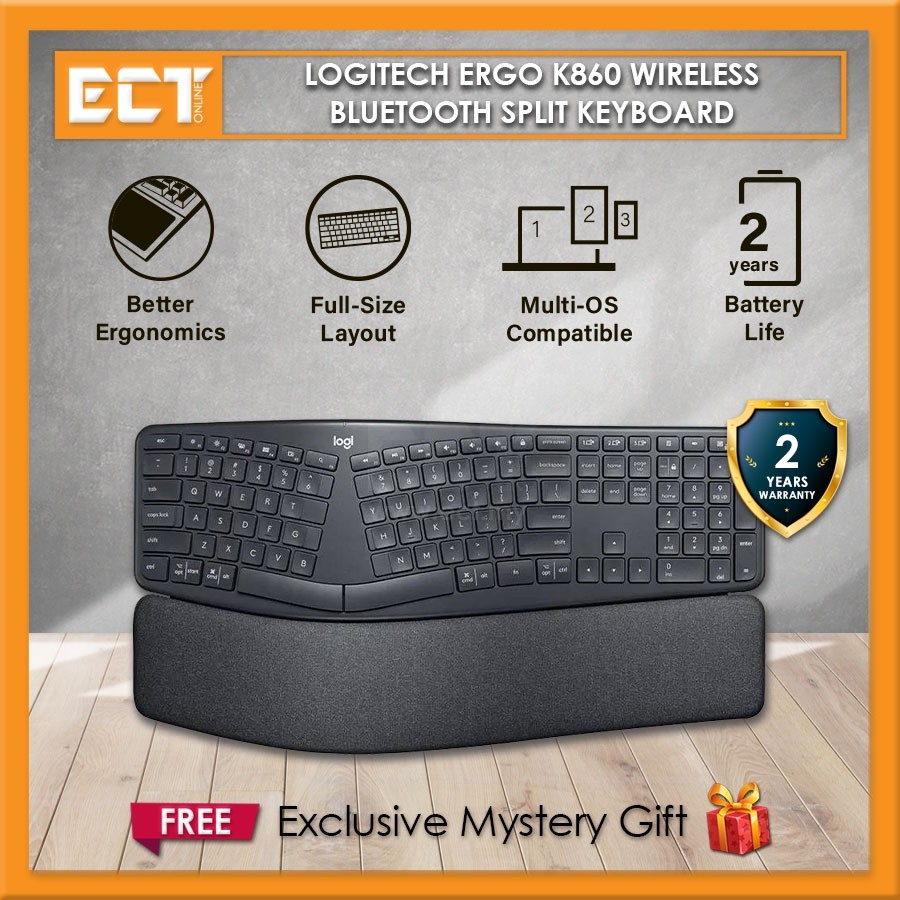 Logitech Ergo K860 Wireless Bluetooth Split Keyboard for Business - 920 ...