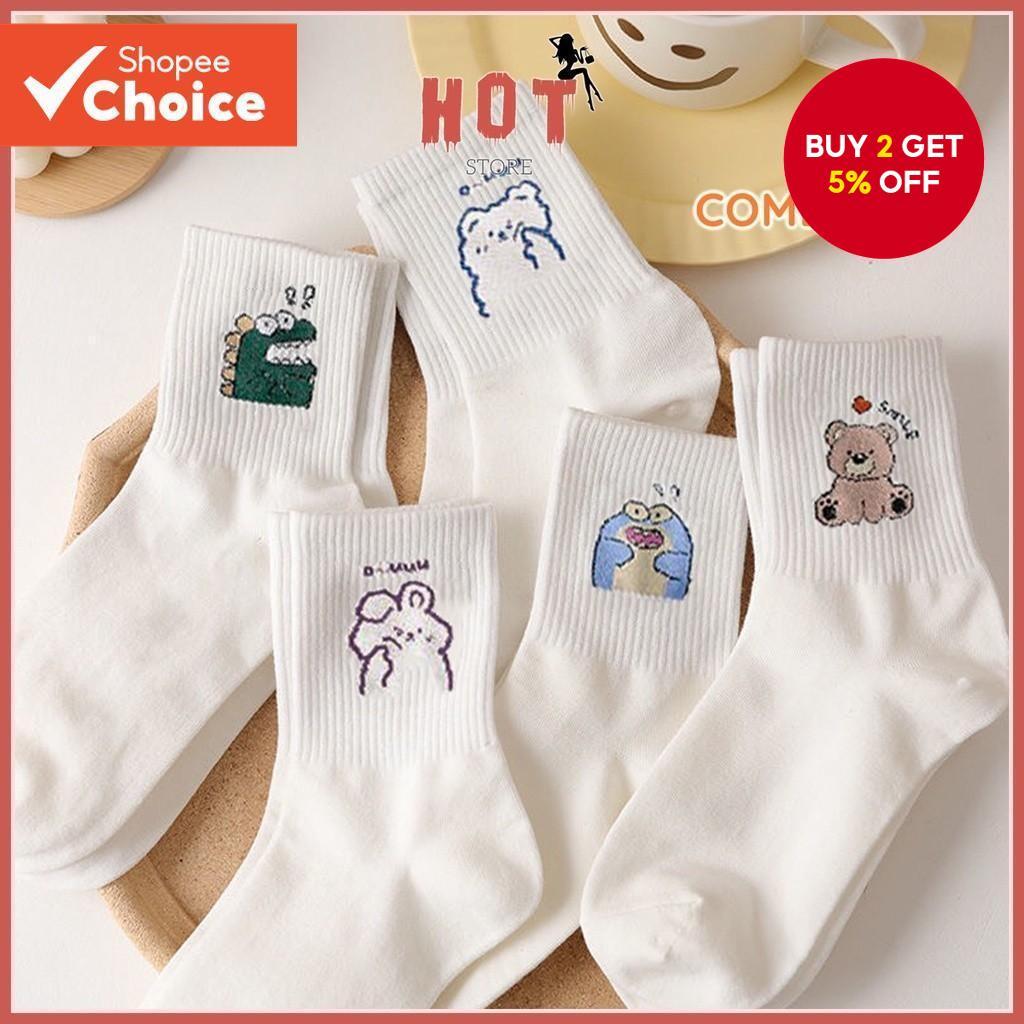 Women's High Neck Sock Set: 5pairs animal 5 Pairs of Cute Smiley Face ...