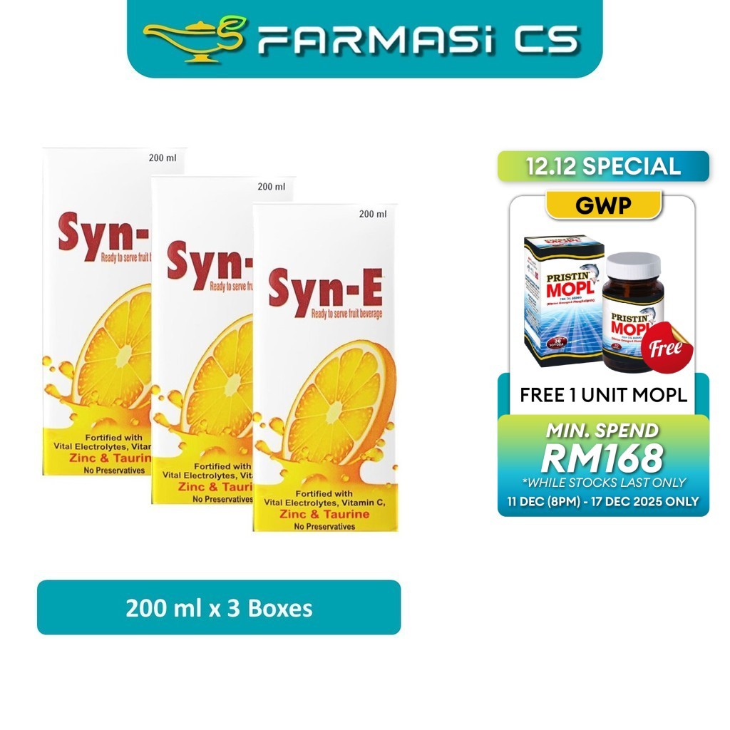 Syn-E Electrolytes Orange Juice 200ml x 3 Boxes EXP:08/2026 [ Ready to ...