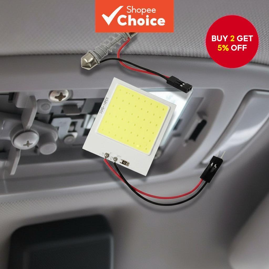 COB LED Car Ceiling Light - T10 Festoon Adapter, Universal for Roof and ...