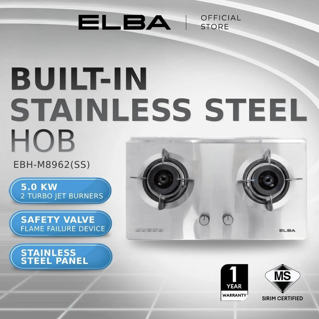 ELBA 2 Burners Built-in Stainless Steel Hob EBH-M8962(SS) - Safety ...