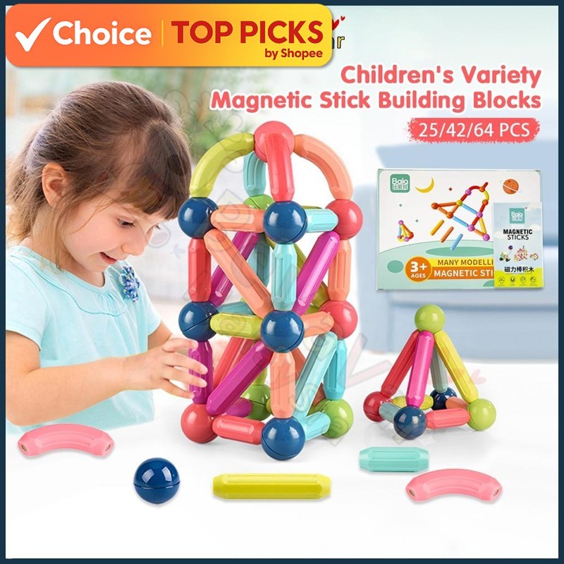 Bevavar Magnetic Stick & Ball Building Set for Kids – 3D Geometry STEM ...