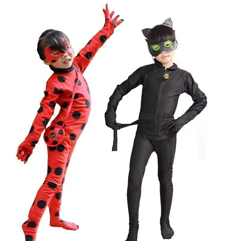 Red Miraculous Ladybug Miracle Girl Black Cat Performance Costume ...
