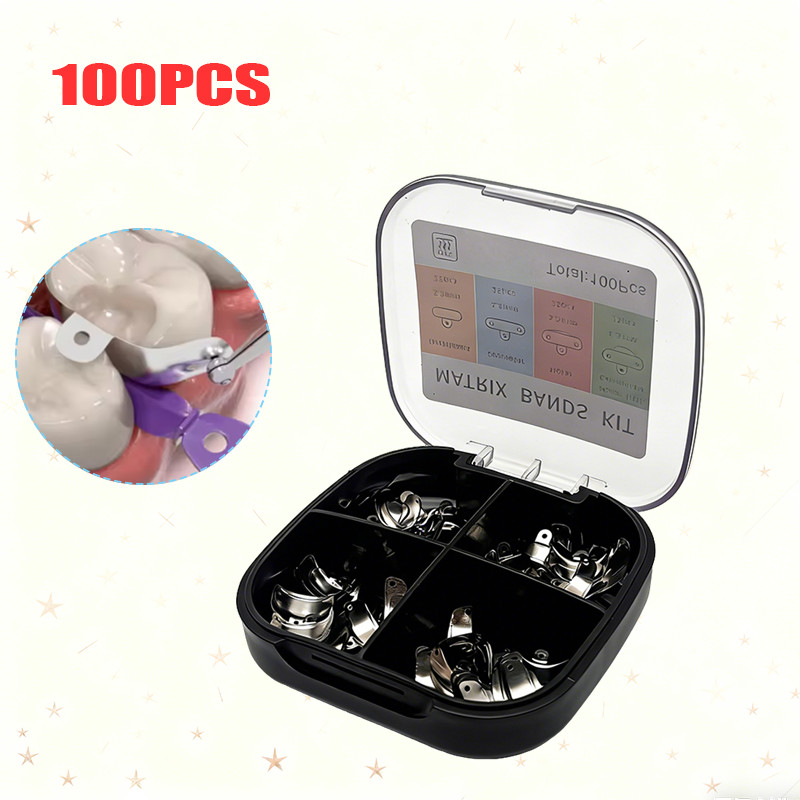 100Pcs/Box Dental Matrix Bands with Holes Sectional Contoured Metal ...