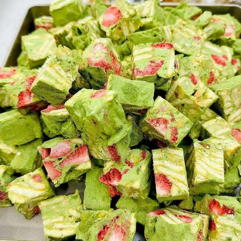Strawberry Goat Milk Fu Matcha Flavor Snowflake Crisp Nougat Biscuits ...