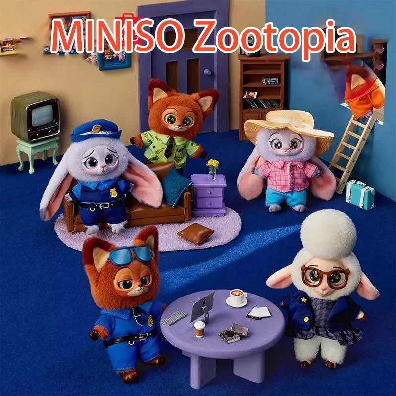 MINISO Zootopia Keychain Disney series Plush Toy dolls Judy Nick Wilde ...