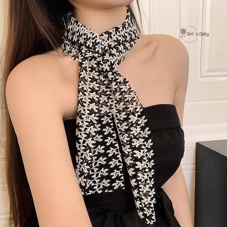 Niche Fashionable Retro Hollow Scarf for Women, High-End Elegant Long ...