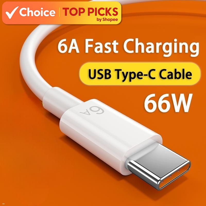 66W 6A Fast Charging Cable | USB Type-C | For Android Phones | 1m/2m ...