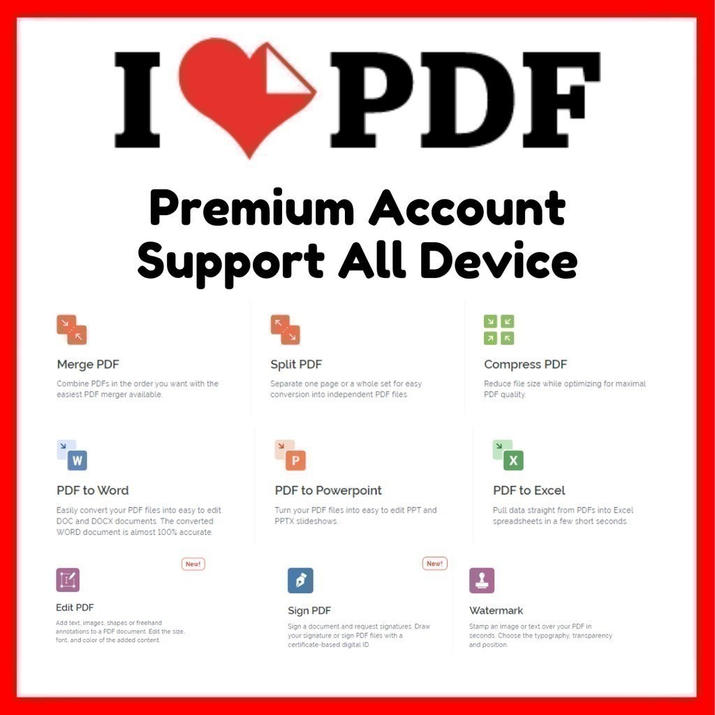 ILOVEPDF PDF Editor Pro Original Account 1 Month PDF Converter | Shopee ...