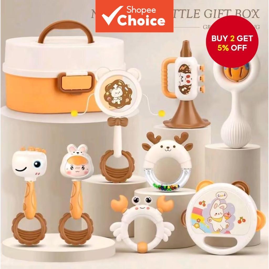 Newborn Rattle Gift Box, Baby Educational Teether Rattle Set, Early ...