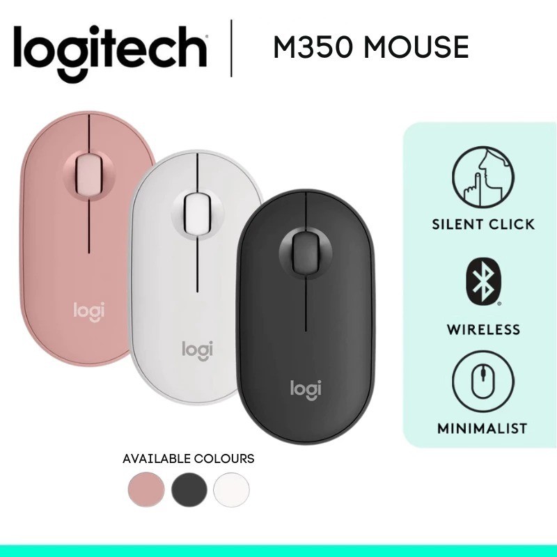 Logi Pebble M350 Slim Compact Bluetooth Wireless Mouse With ...