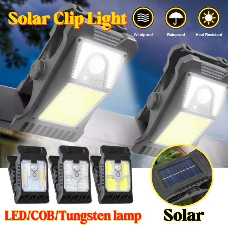 LED Solar Clip Light Motion Sensor Waterproof Outdoor Garden Balcony 3 ...
