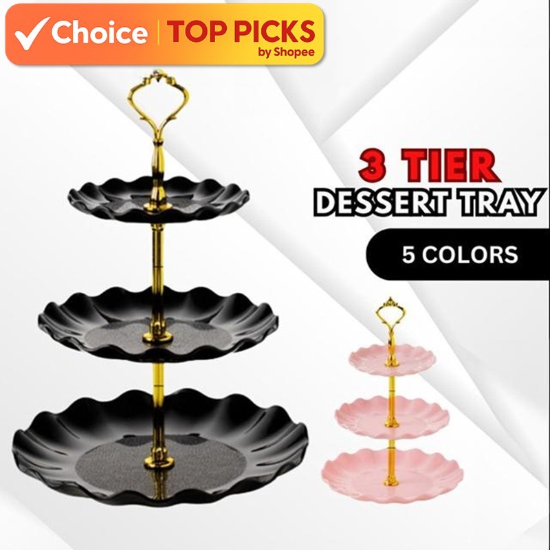 3-Tier High Tea Stand Set–Elegant Dessert/Cupcake Party Serving Platter ...