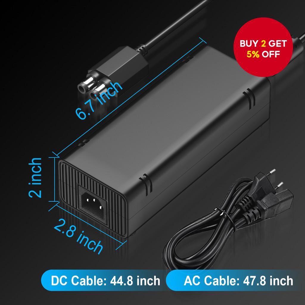 New AC Adapter for Xbox 360 Slim, Replacement Power Supply with Cord ...