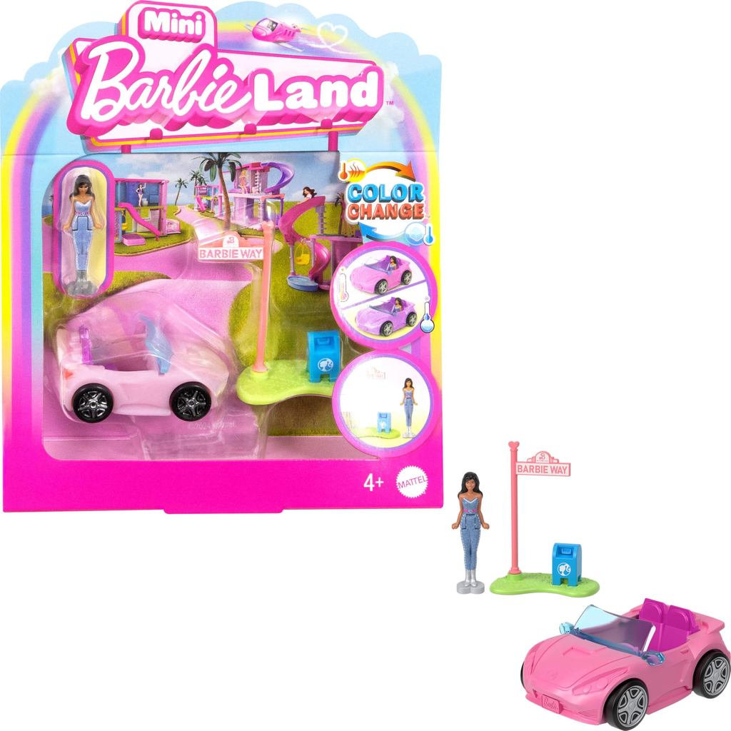 Barbie Mini Barbieland Convertible with 1 Micro Doll Dress Up DollHouse ...