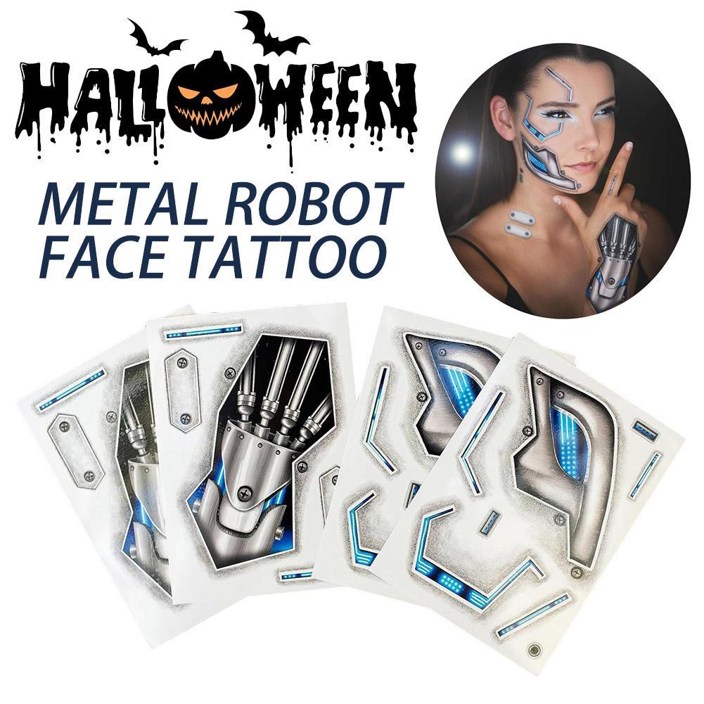 Mechanical Arm Robot Face Temporary Tattoo Cyberpunk Tattoo Sticker ...