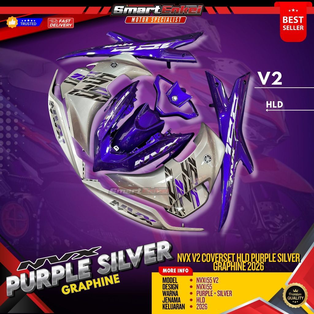 HLD-NVX V2 COVERSET PURPLE SILVER GRAPHINE 2026 | Shopee Malaysia