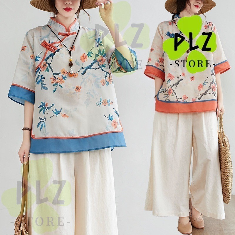 旗袍 上衣 2026 CNY Tang Suit Ladies Retro Blouse Chinese Cheongsam Shirt ...